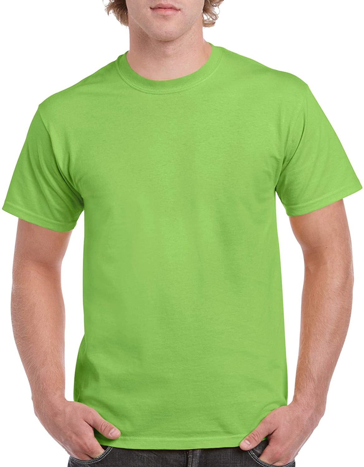 Gildan Men's Heavy Cotton T-Shirt, Style G5000, Multipack 2 Lime (2 ...