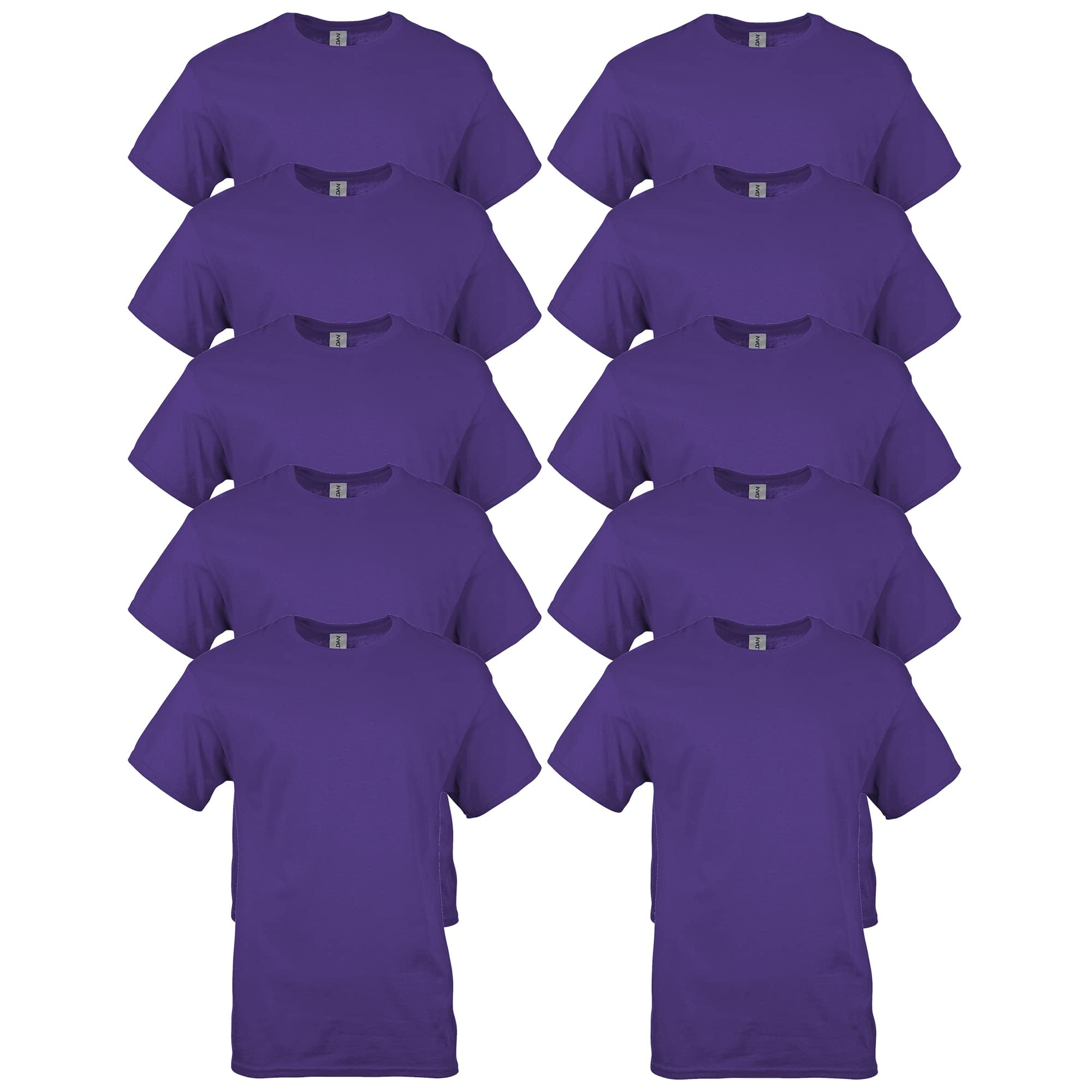 Gildan Mens Heavy Cotton T-Shirt , S, Purple (Pack of 10) 10 Purple ...