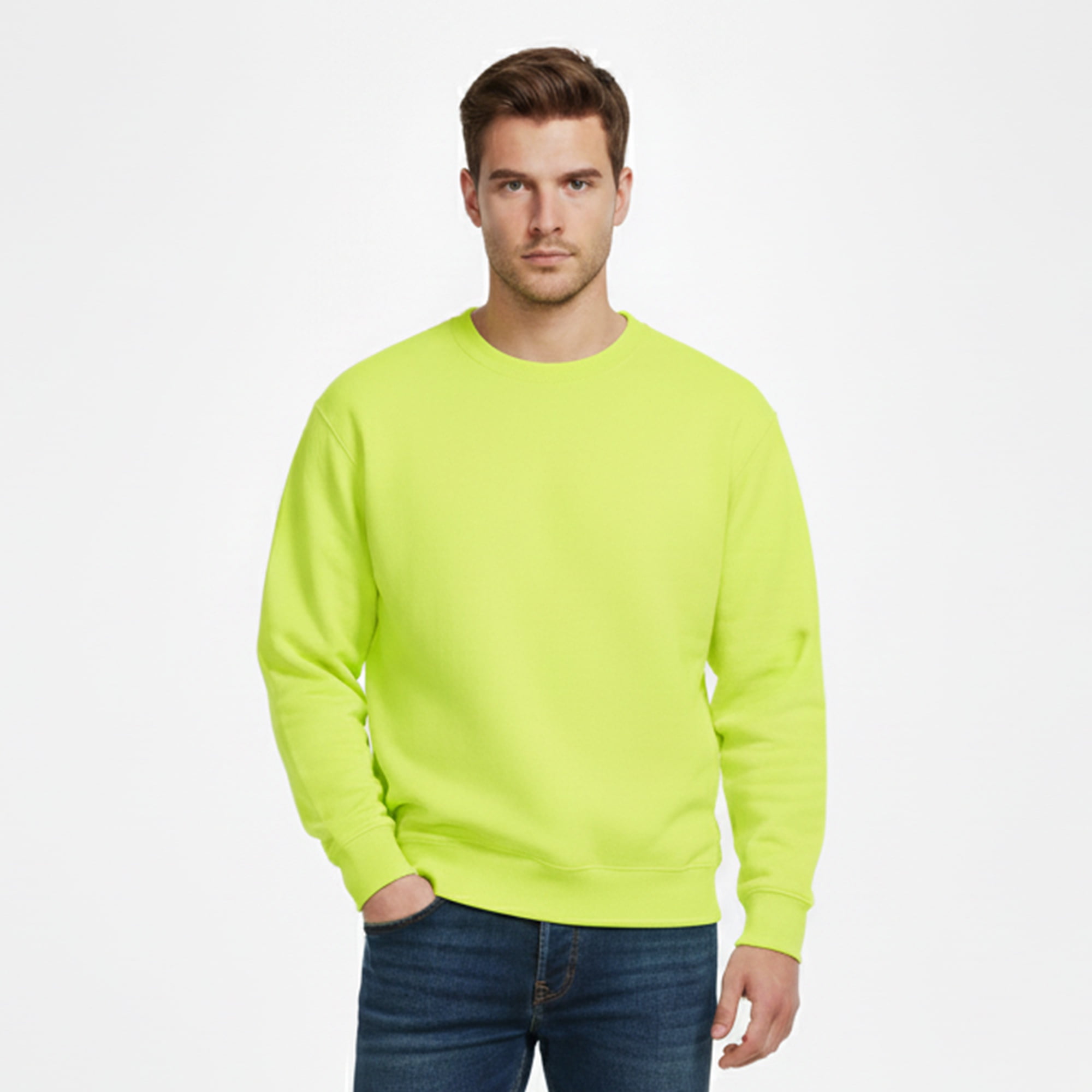 Gildan Men's Hi-Vis Work Sweatshirt, Crewneck Work Pullover Fleece ...