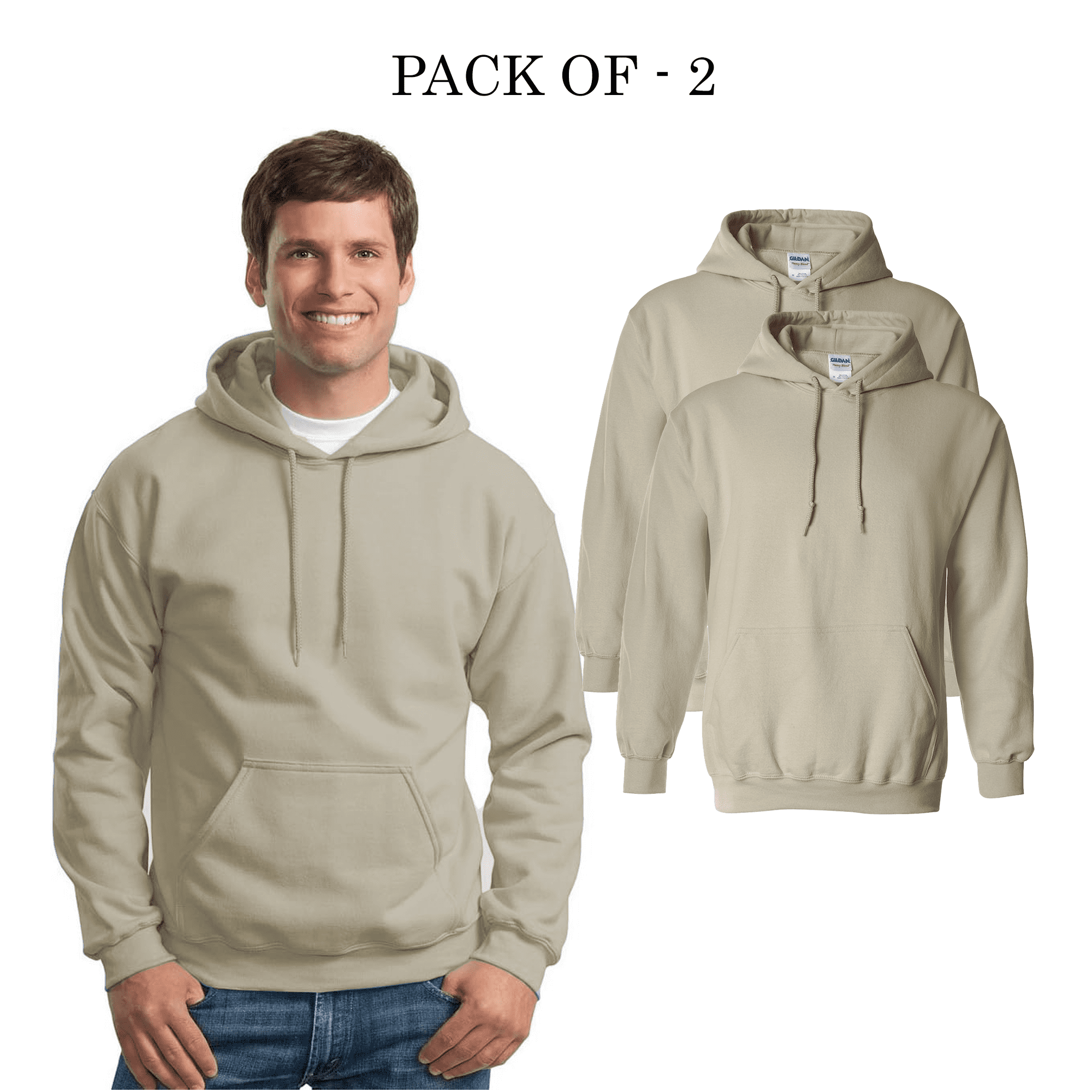 Gildan Men's Hooded Sweatshirt Sand Color with Pocket - Warm Fleece ...