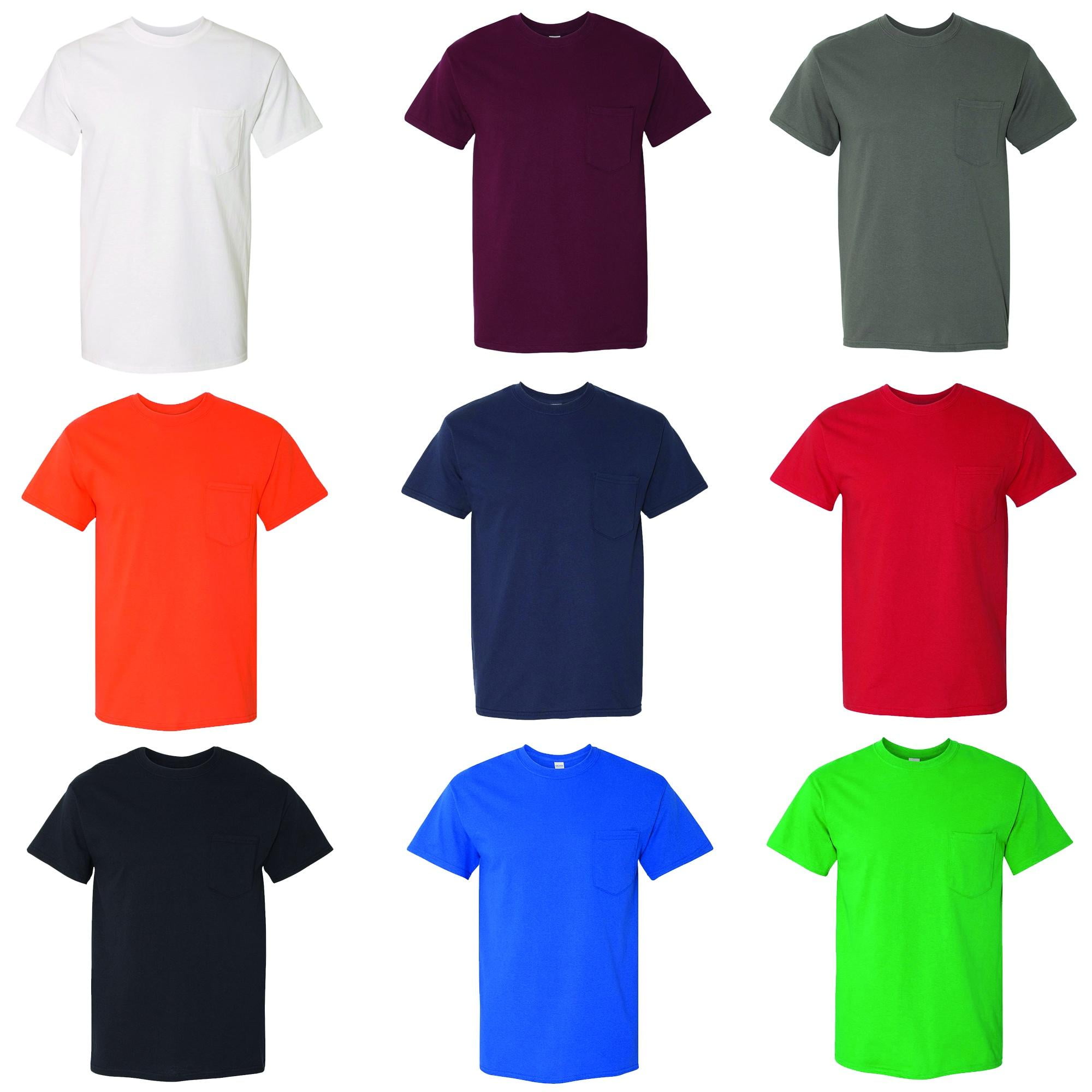 Gildan Men’s Pocket T Shirt Heavy Cotton Tee Pack 9 Assorted Color- M ...