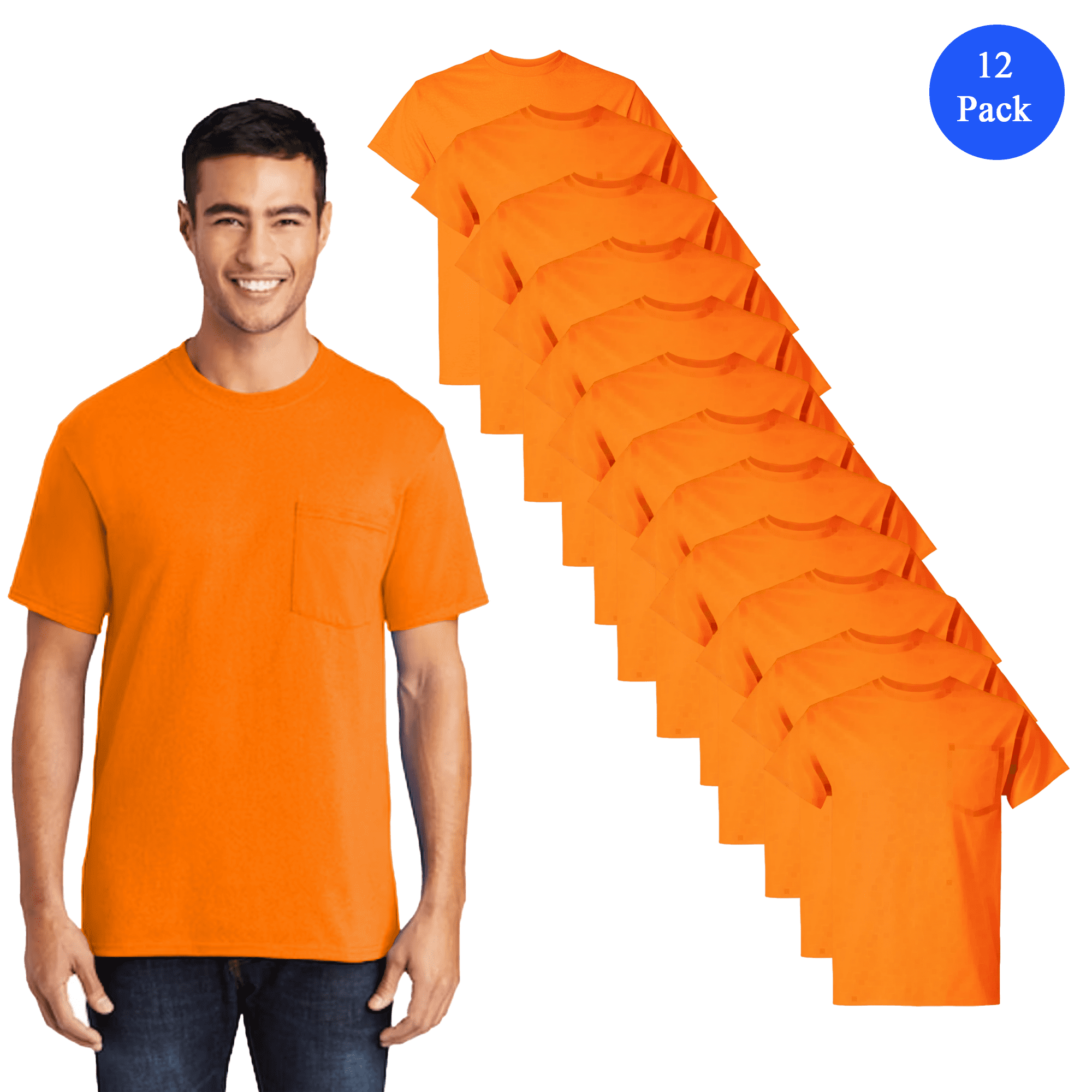 Gildan Men's Pocket T-Shirt, High Vis Crew Neck Short Sleeve Durable ...