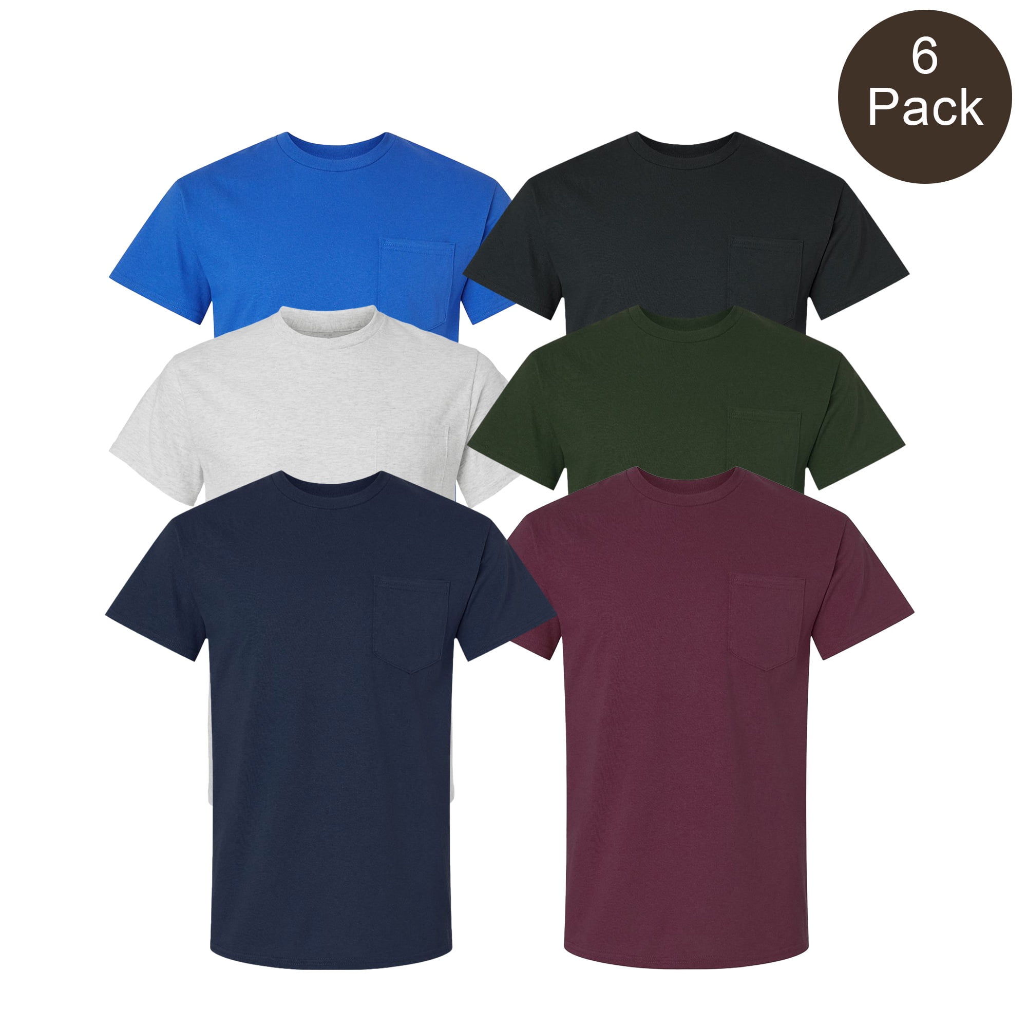 Gildan Men’s Pocket T-Shirt, Short Sleeve Crew Neck Cotton Assorted ...