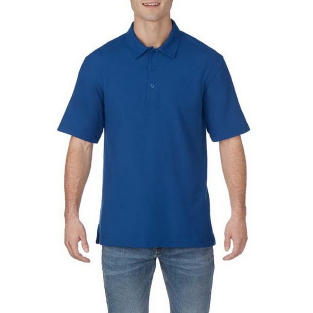Gildan Men's Polo T-Shirt Dryblend CVC Sport Shirt Short Sleeve Casual Tee, Sport Royal, L ...