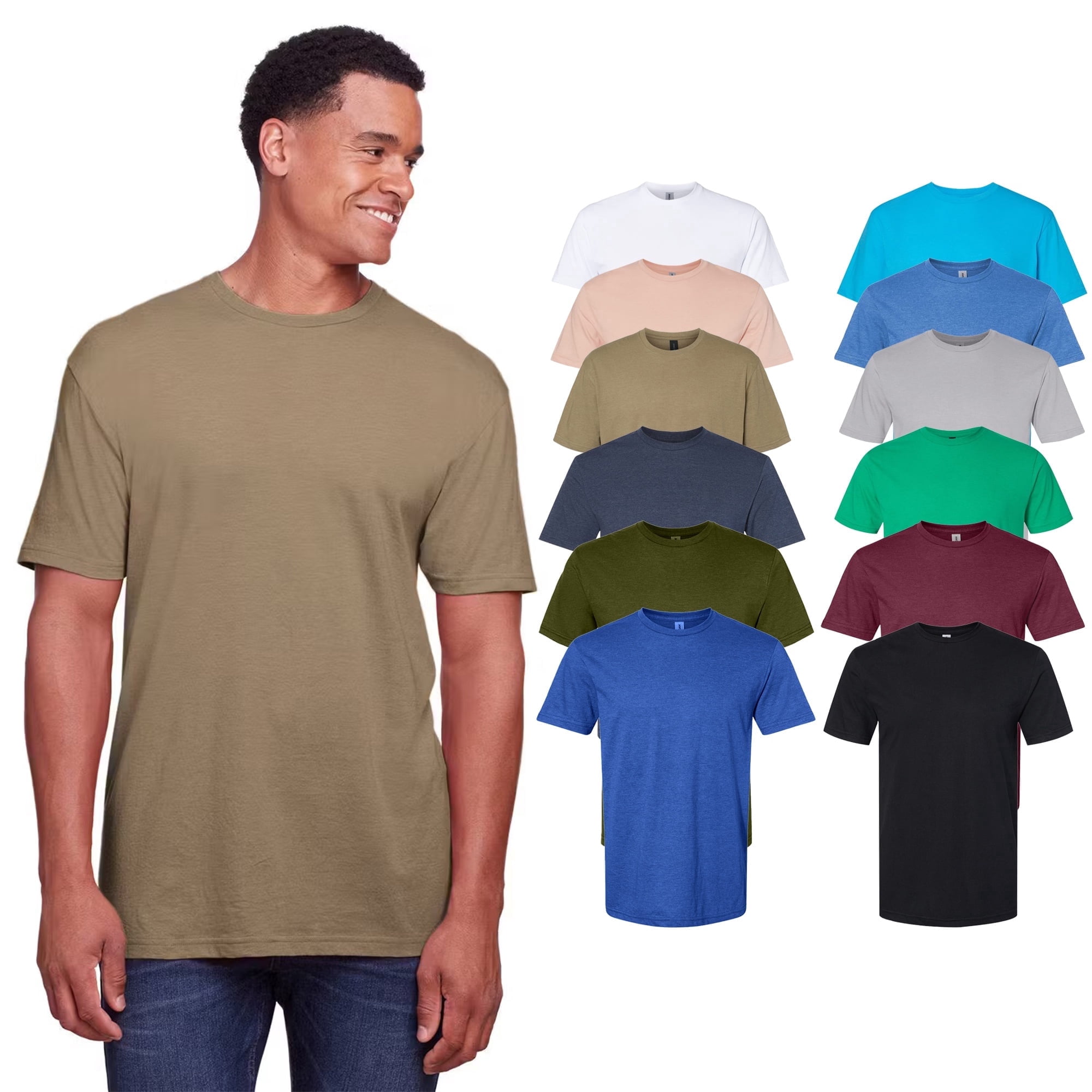 Gildan Men's Softstyle CVC T-Shirt, Assorted Color Short Sleeve 60/40 ...