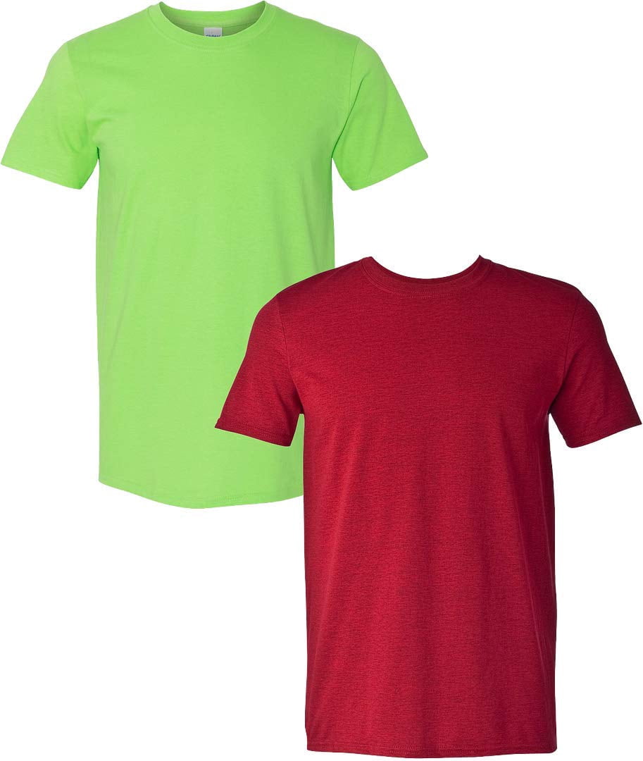 Gildan Mens Softstyle T-Shirt, 2XL, Lime (Pack of 2) (1 Antique Cherry ...