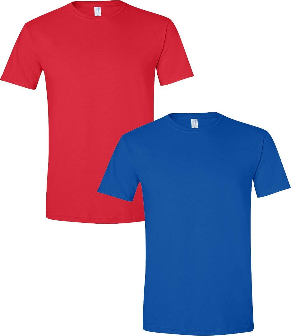 Gildan Mens Softstyle T-Shirt, 2XL, Red (Pack of 2) (1 Royal / 1 Red ...