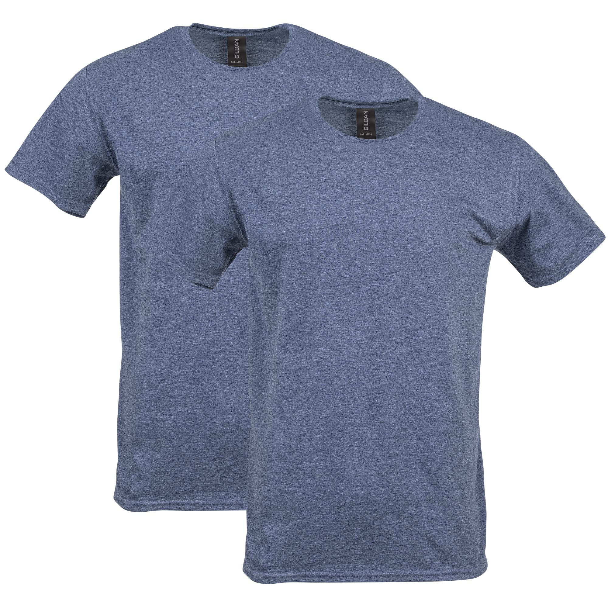 Gildan Mens Softstyle T-Shirt, L, Heather Navy (Pack of 2) 2 Heather ...