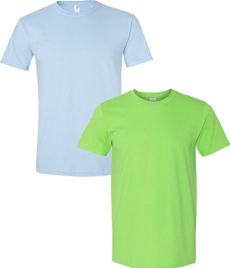 Gildan Mens Softstyle T-Shirt, L, Light Blue (Pack of 2) (1 Lime / 1 ...