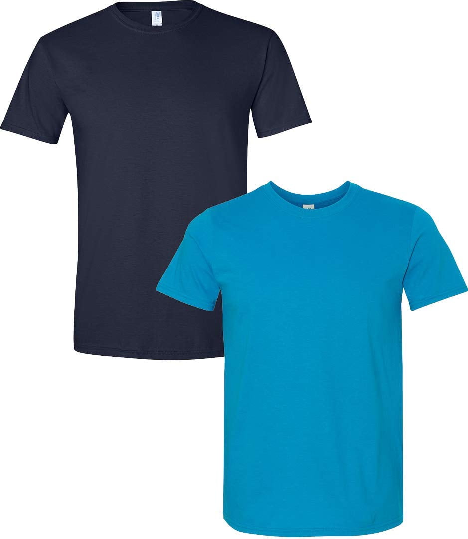 Gildan Mens Softstyle T-Shirt, L, Navy (Pack of 2) (1 Sapphire / 1 Navy ...