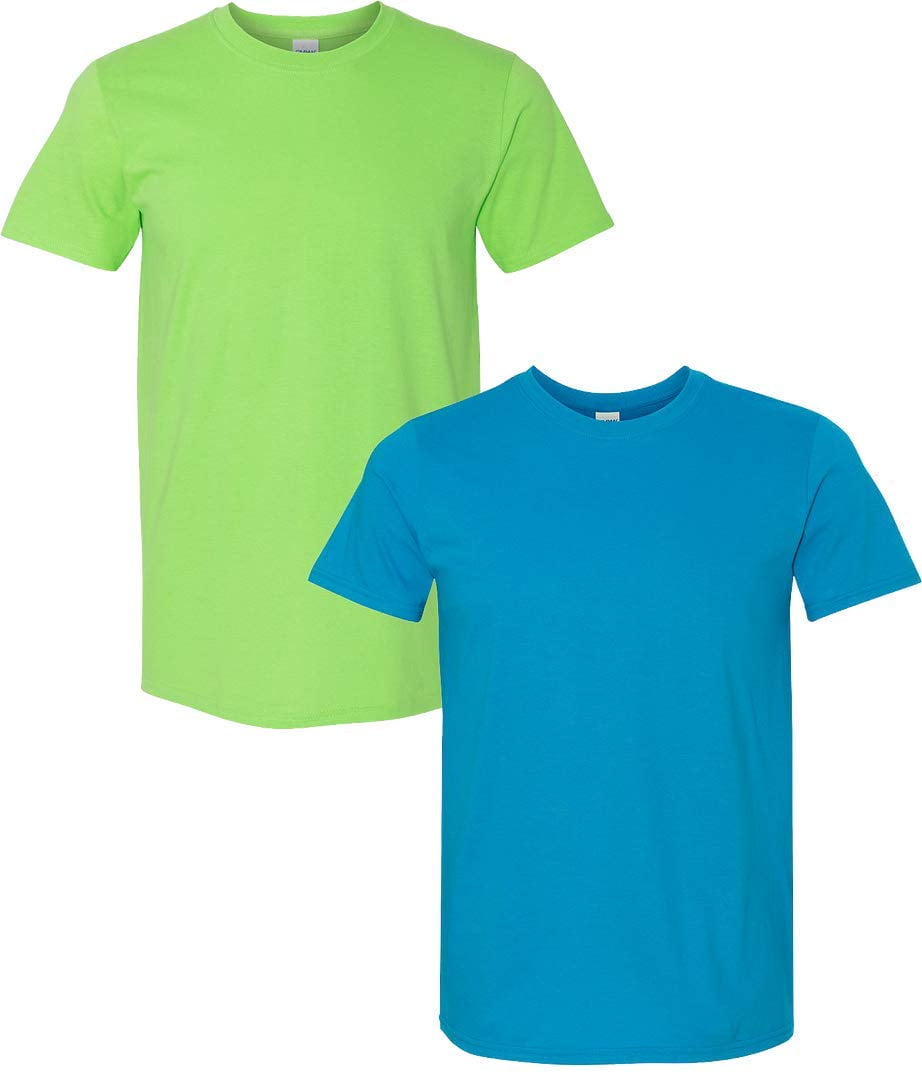 Gildan Men's Softstyle Cotton T-Shirt, Style G64000, 2 Pack Medium Lime ...