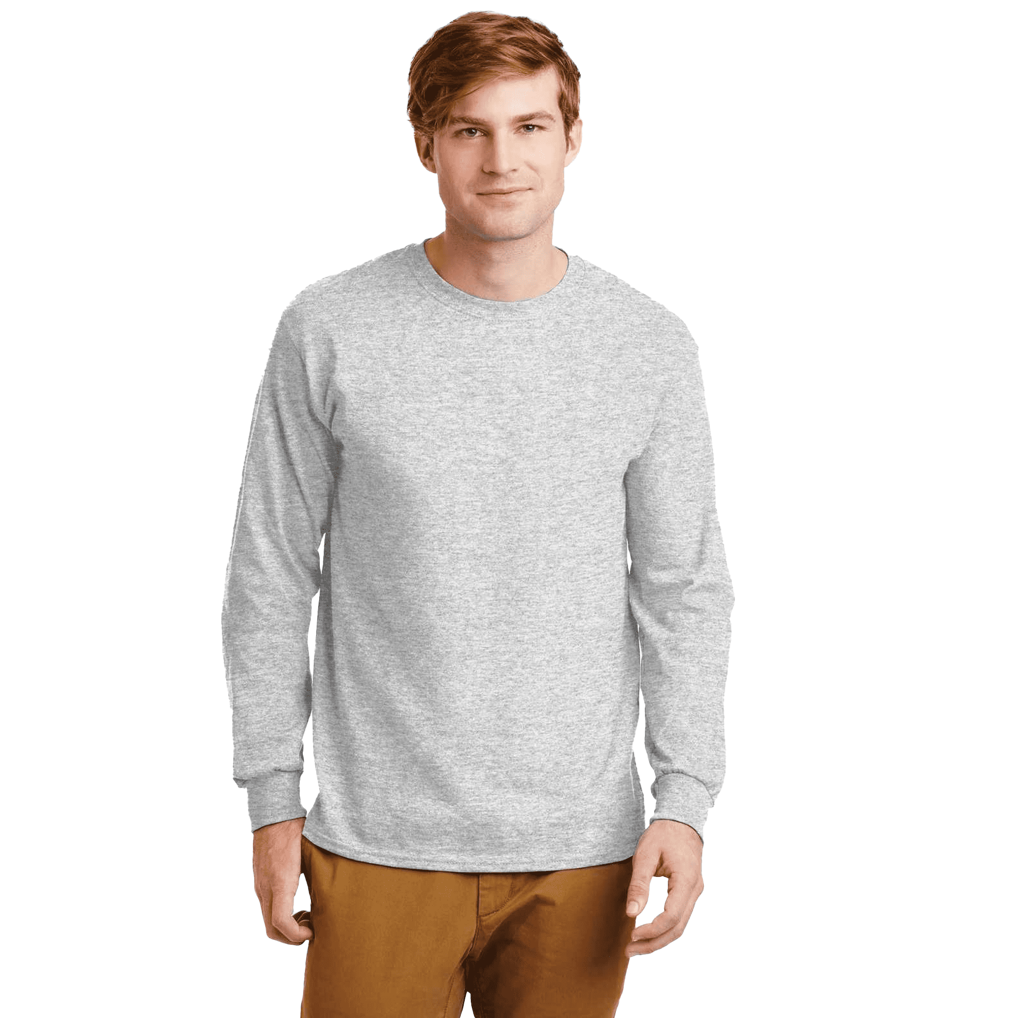 Gildan Men's Ultra Cotton Long Sleeve T-Shirt -GR24 100% Cotton Crew ...