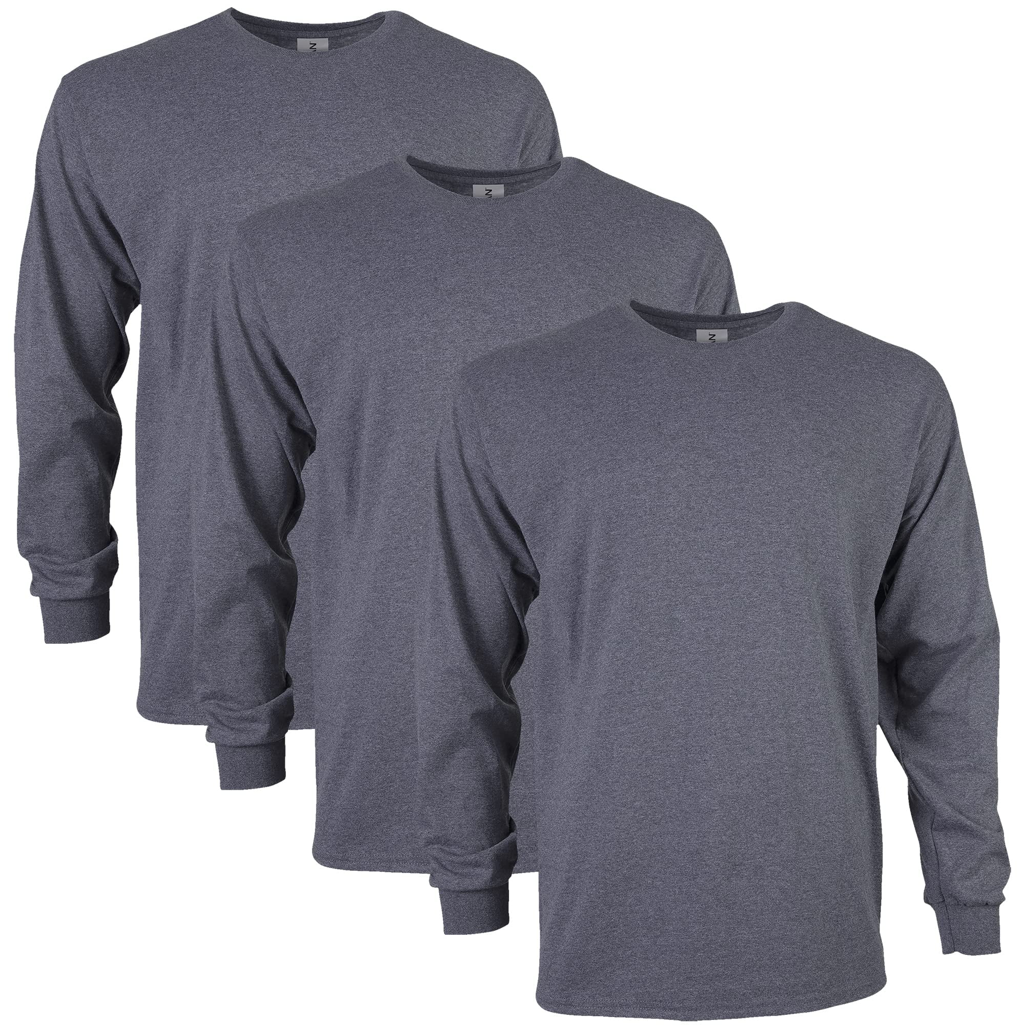 Gildan Mens Ultra Cotton Long Sleeve T-Shirt , 3XL, Dark Heather (Pack ...