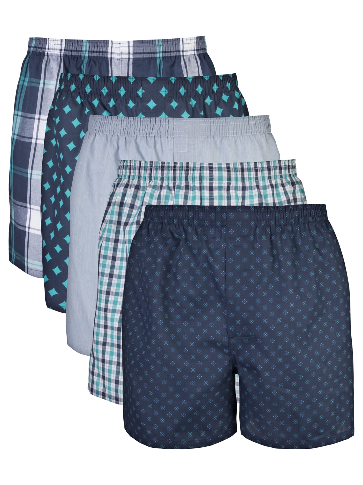 Gildan, Men's Woven Boxer Underwear, 5-Pack, Blue, 2X - Walmart.com