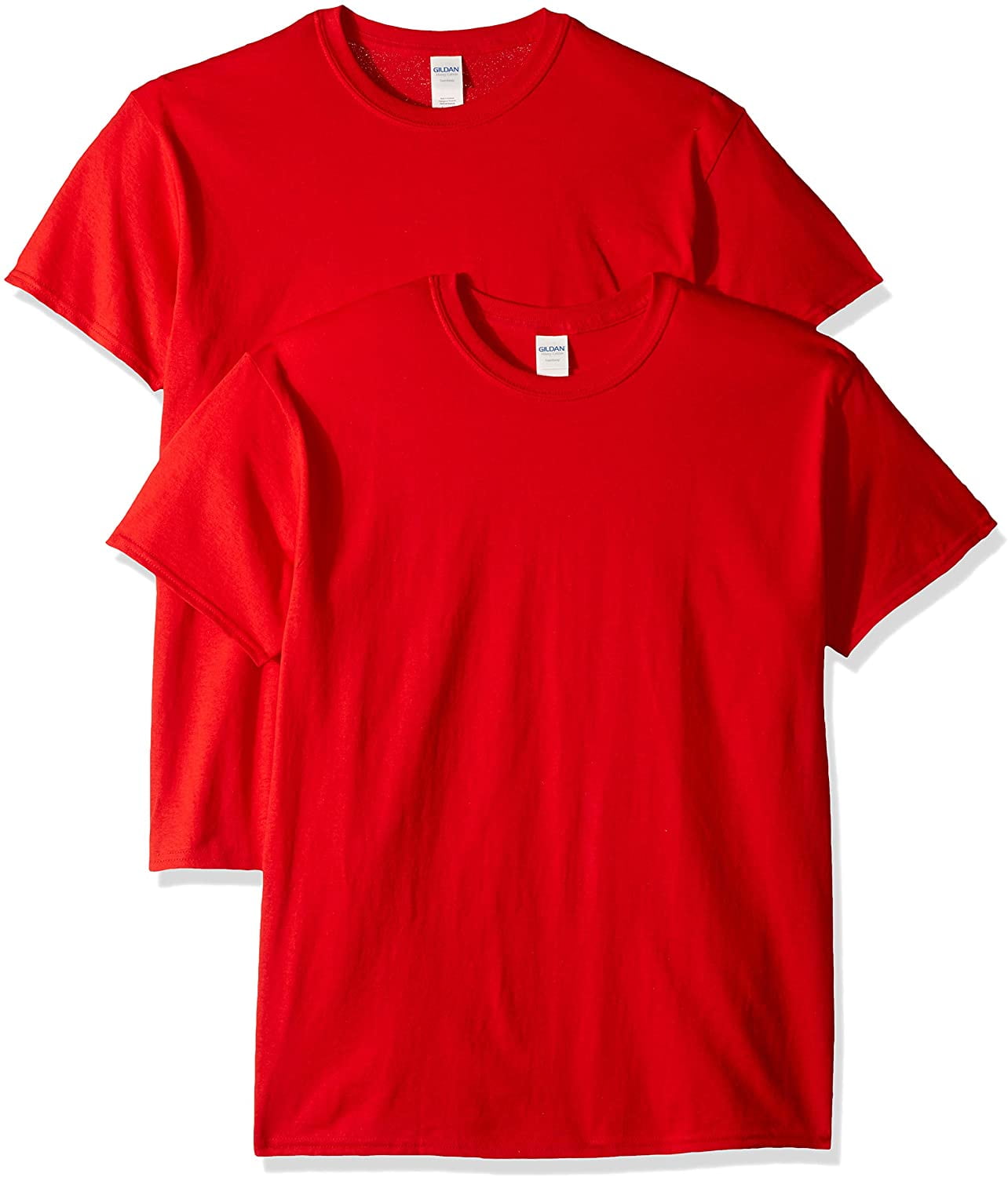 Gildan Mens Heavy Cotton T-Shirt, 2XL, Red, Pack of 2, Comfortable ...