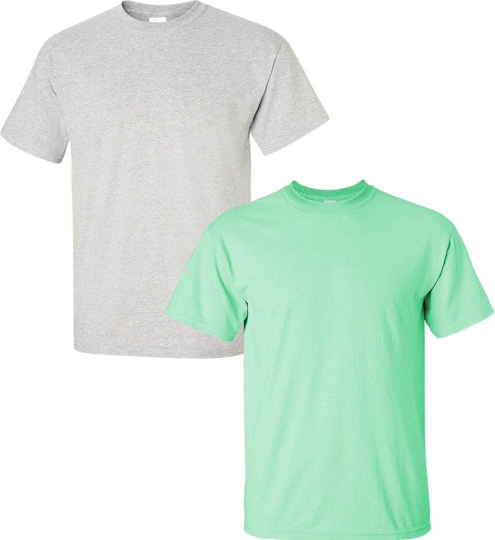 Gildan Mens Ultra Cotton T-Shirt, XL, Mint Green (Pack of 2) (1 Ash / 1 ...
