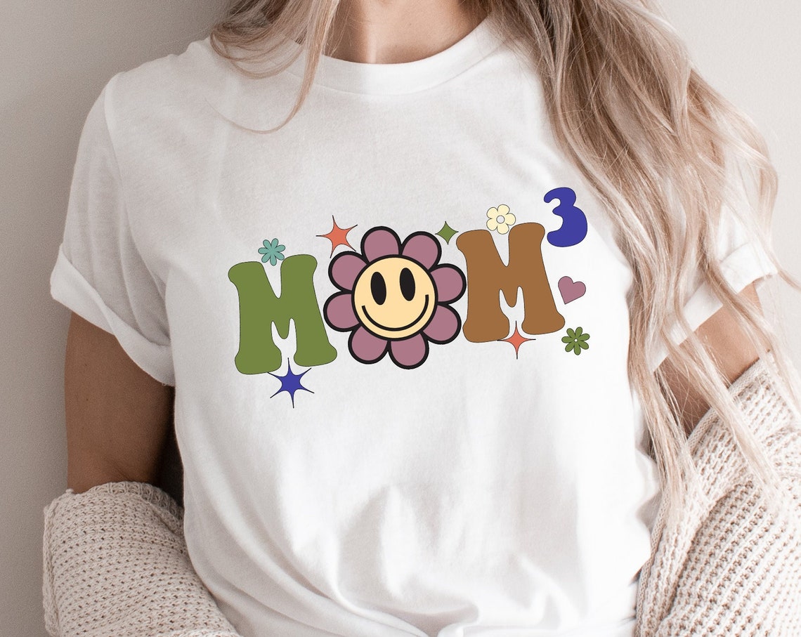 Gildan Mom Retro of 3 Shirt, Pregnancy Announcement Shirt, New Mom Gift ...