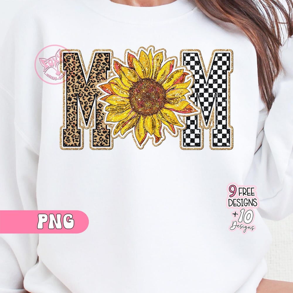 Gildan Mom T-SHIRT, Sunflower Checkered Leopard Print T-SHIRT Design ...