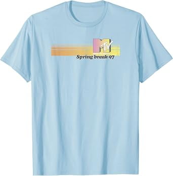 Gildan Mtv Spring Break 97 Retro Striped Logo Hot Trending T-Shirt ...
