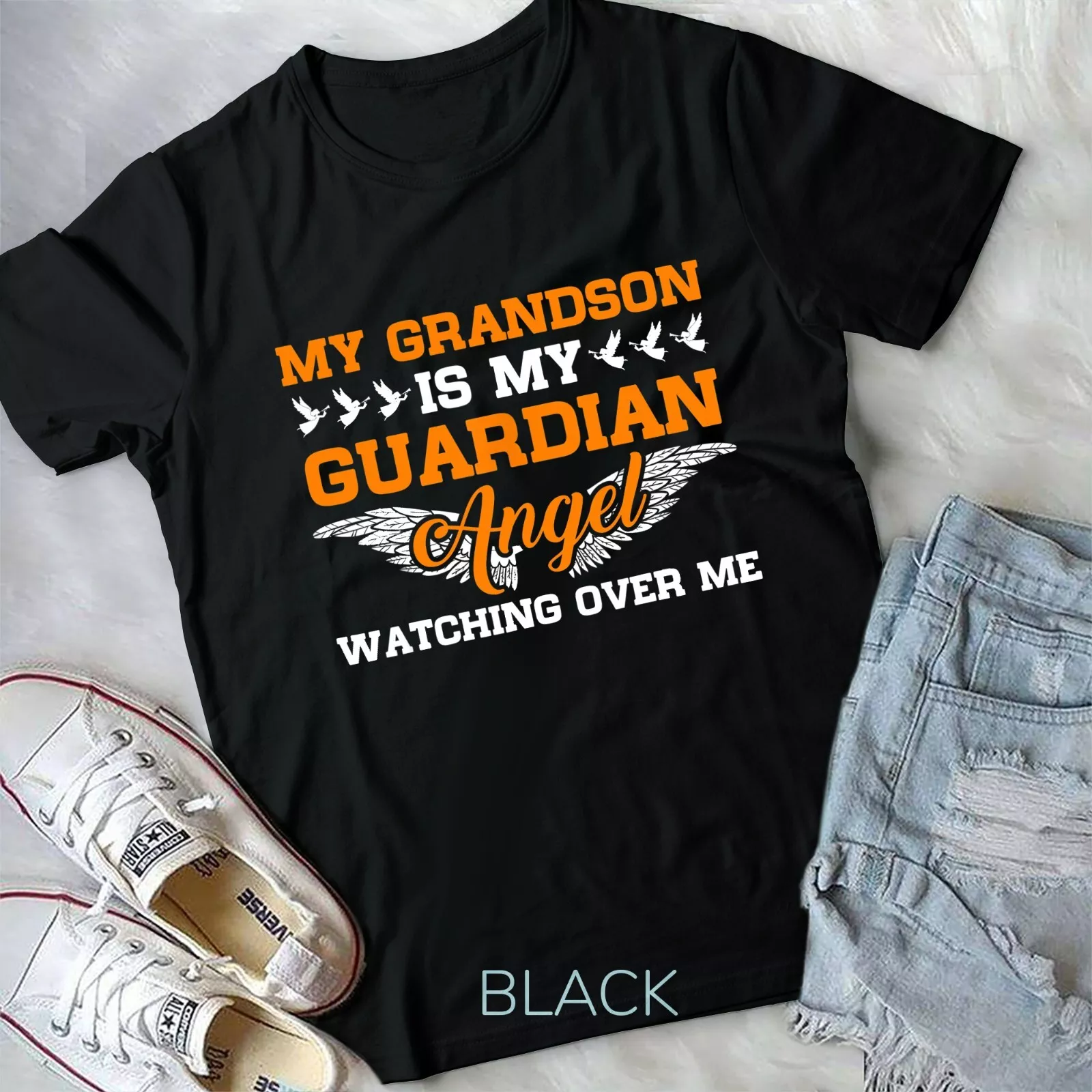 Gildan My Grandson Is My Guardian Angel Watching Over Me Unisex T-shirt ...