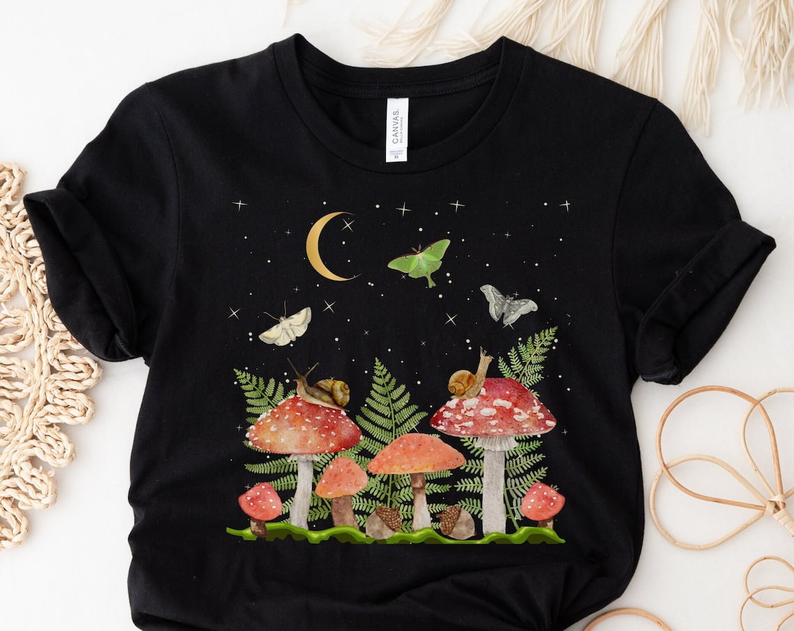 Gildan Mystical Mushroom Graphic Tee With Goblincore Aesthetic ...