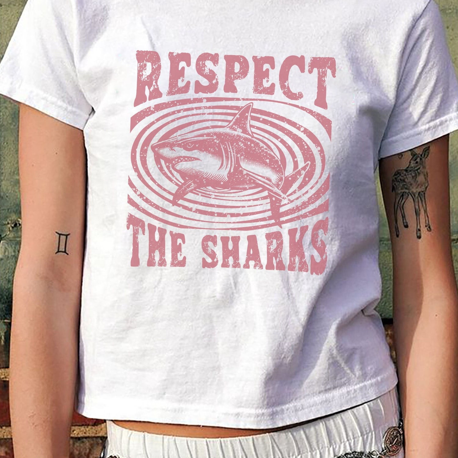 Gildan NEW! 90's Summer Vintage look Baby Tee Shark Baby Tee Save The ...
