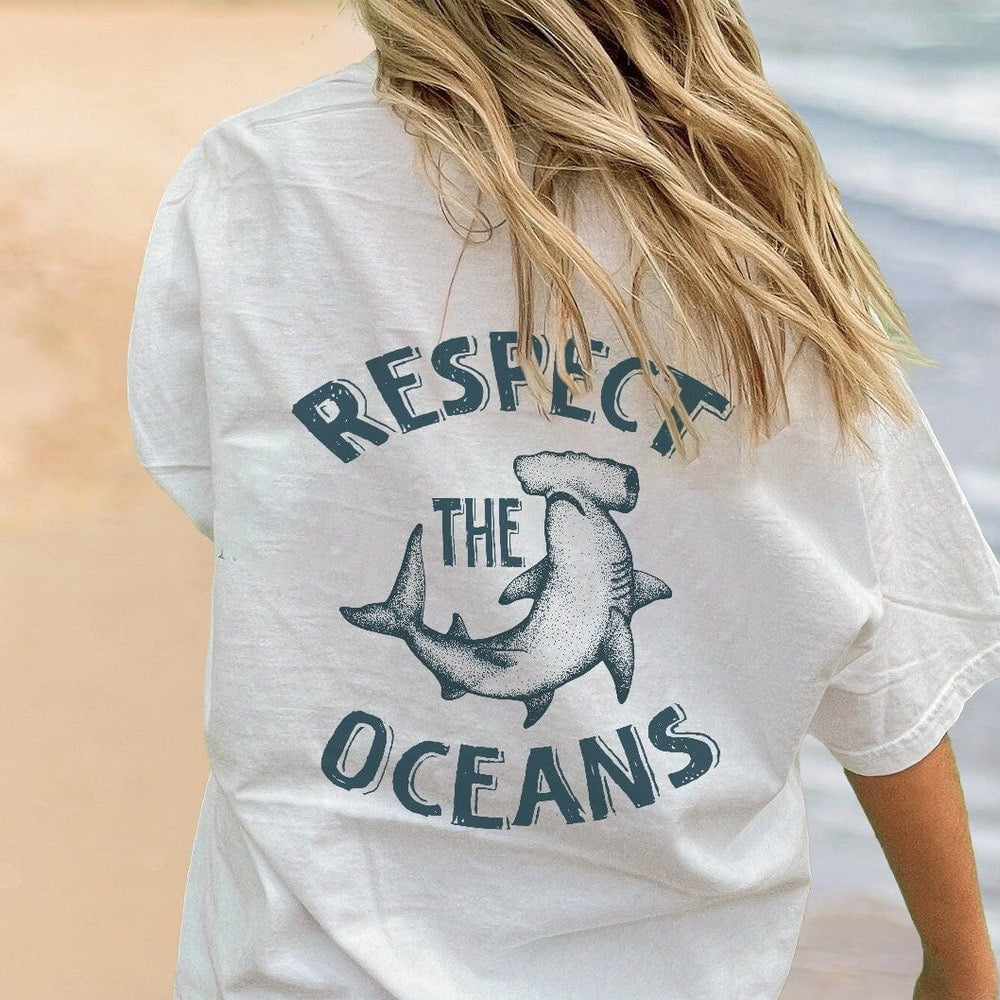 Gildan NEW! Respect The Oceans T Shirt, Hammerhead Shark Tee, Aesthetic ...