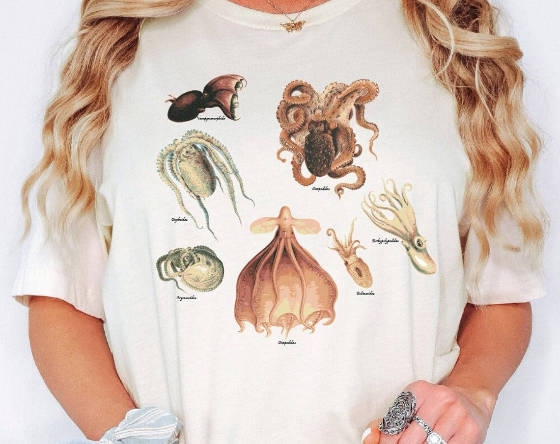 Gildan Octopus Graphic Tee, Unique Marine Wildlife Illustration For ...