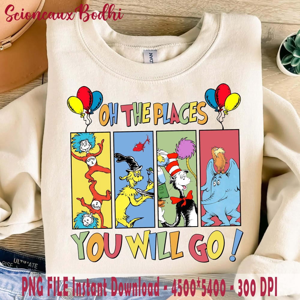 Gildan Oh The Places You Will Go Dr Seuss T-shirt, Cat In The Hat T ...