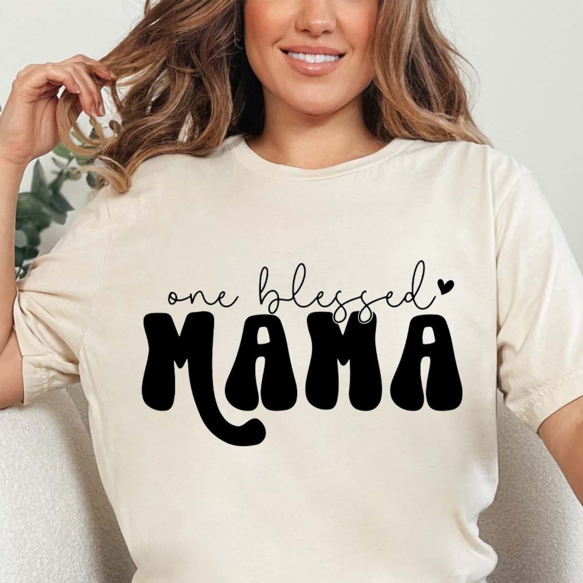 Gildan One Blessed Mama Graphic Tee, Faith-Inspired Positive Quote ...