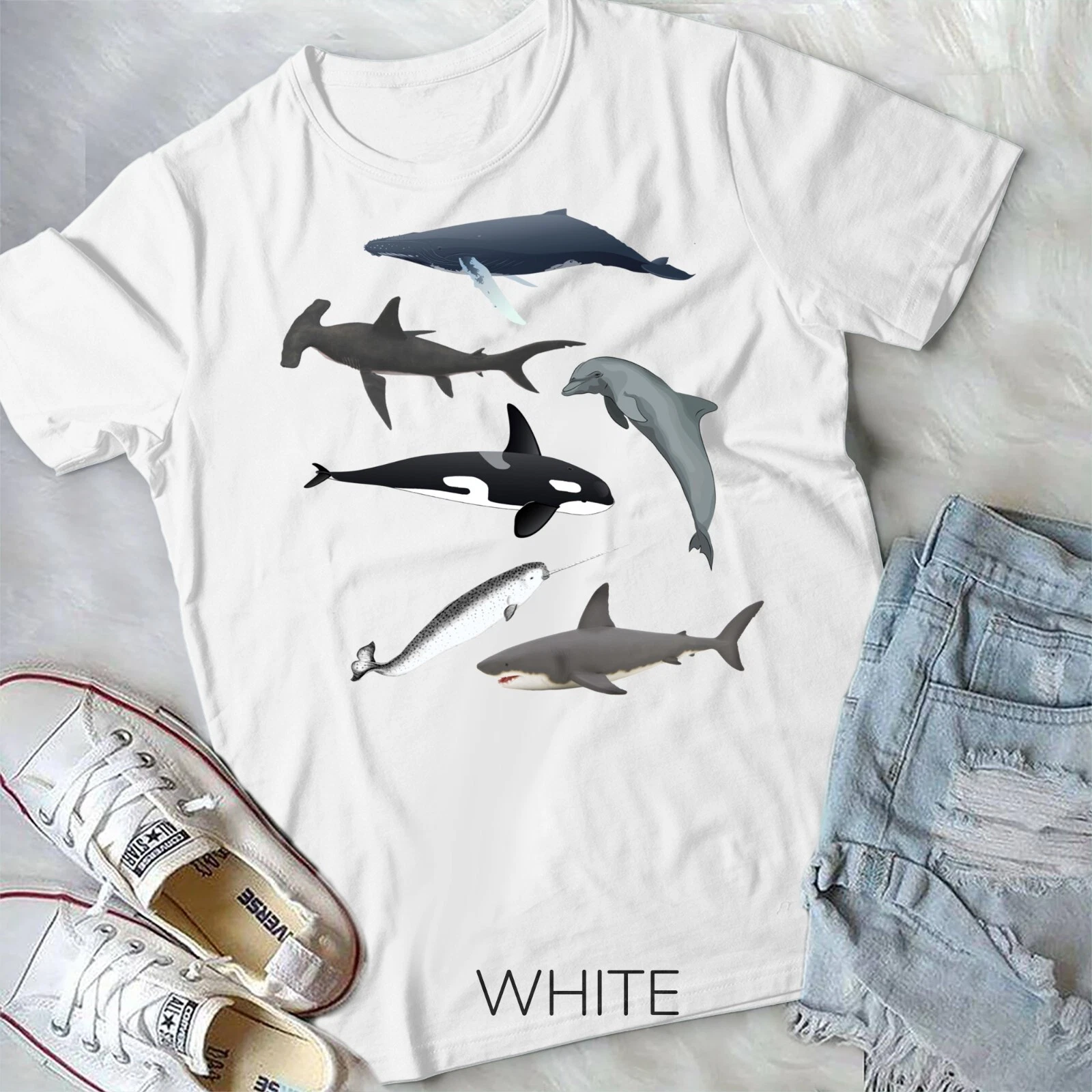 Gildan Orca Whale Shark Narwhal Dolphin Sea Creatures Unisex T-Shirt ...