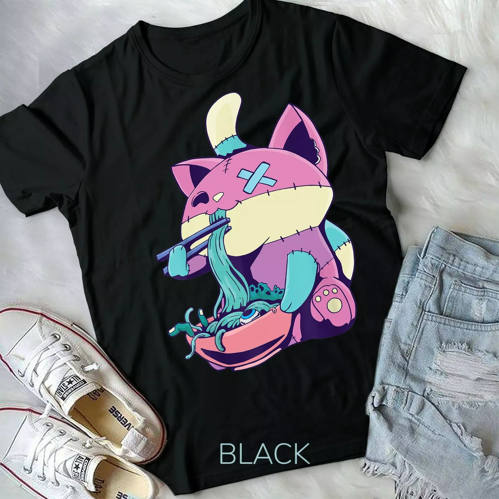 Gildan Pastel Goth Ramen Cat Anime Kawaii Unisex Form T-Shirt - Walmart.com
