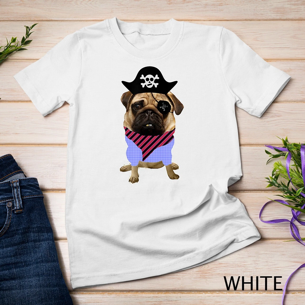 Gildan Pirate Pug Dog T-Shirt Funny Gift For Dogs Lover & Fans Unisex T ...