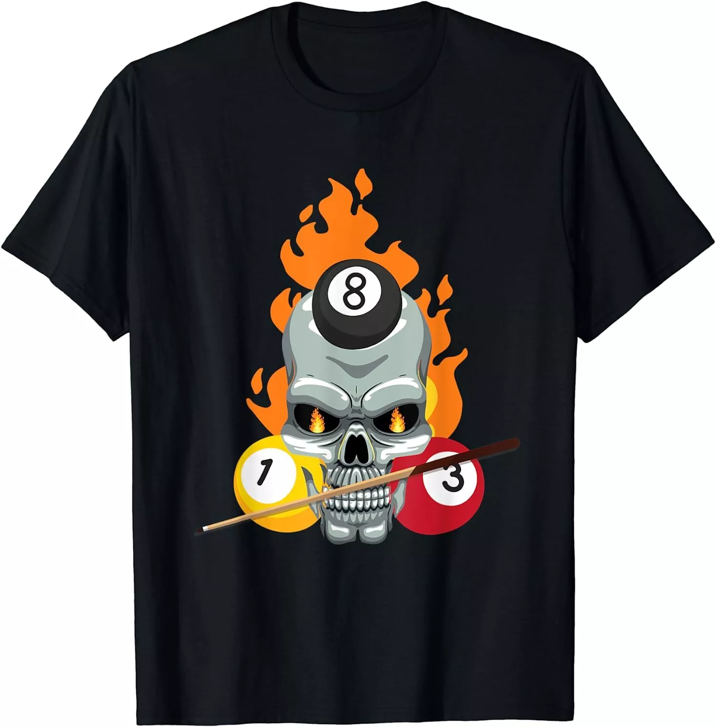 Gildan Pool Player Skull Billiards Cue Design Billiard Ball T-Shirt Size S-5Xl - Walmart.com