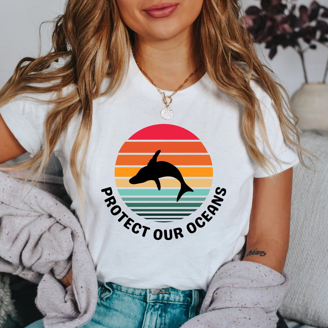 Gildan Protect Oceans Wildlife Tee, Whale Conservation Message With Eco ...