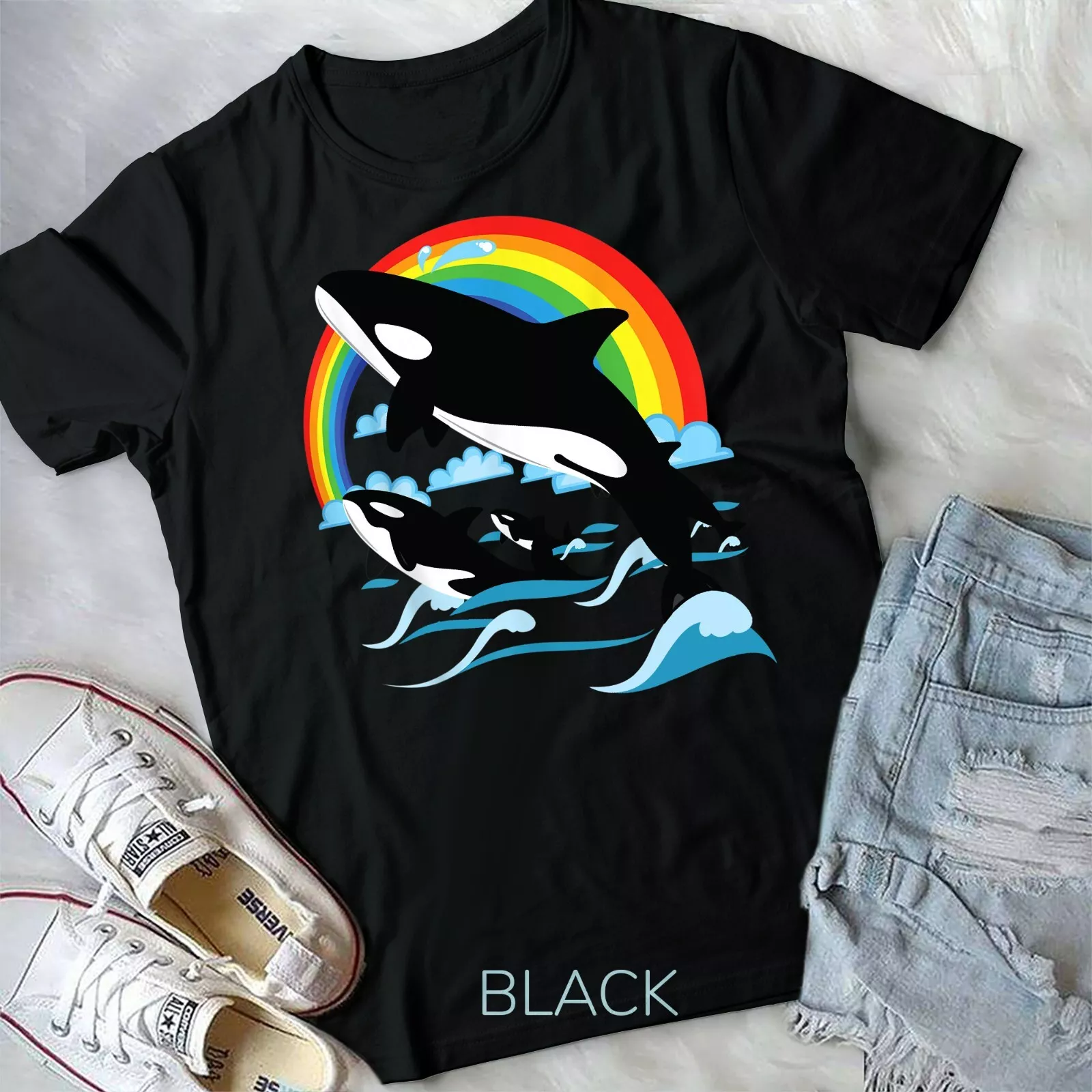 Gildan Rainbow & Jumping Killer Whale as Orca Gift for Men & Women ...