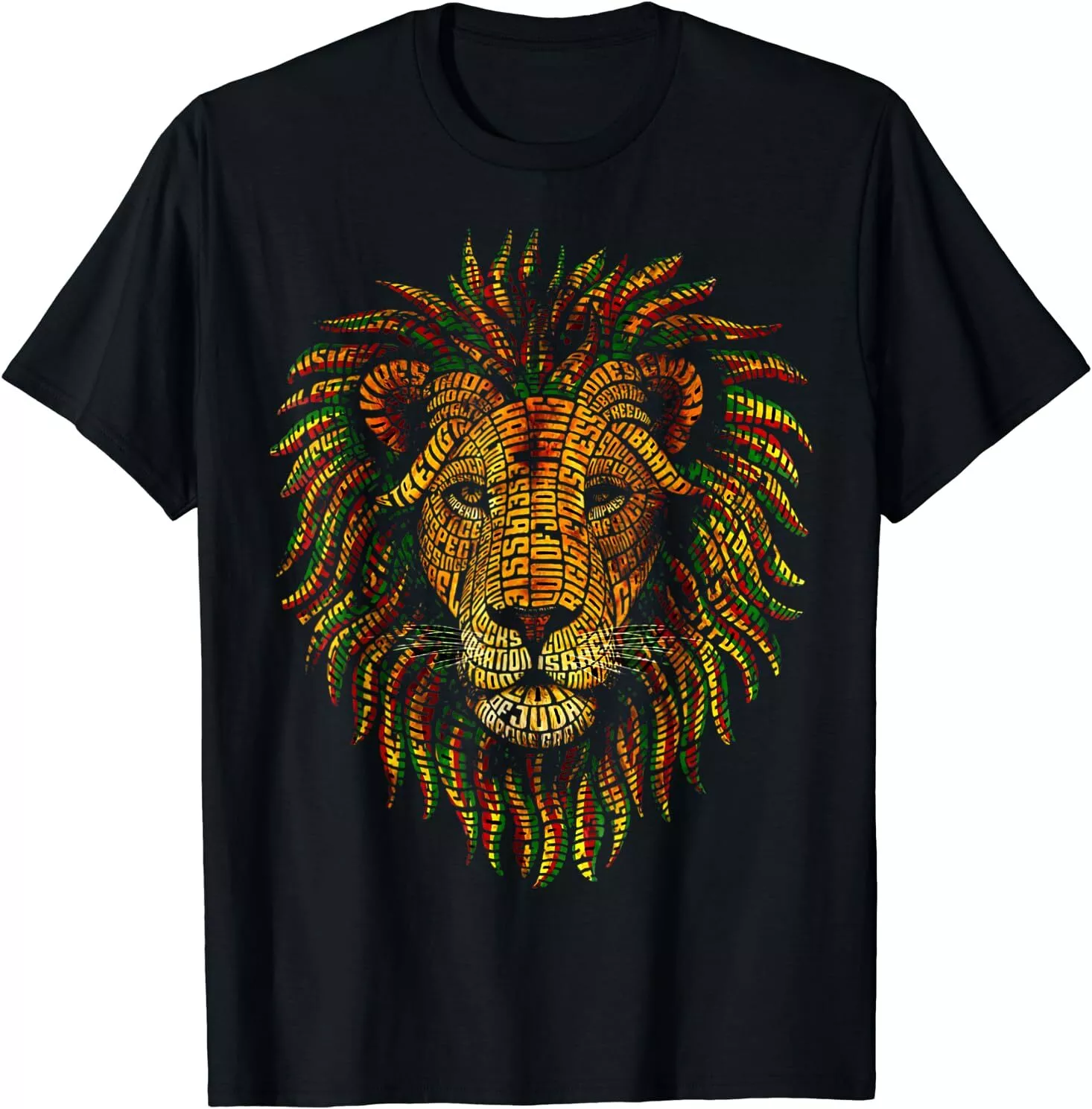 Gildan Rastafarian Red Yellow Green Rasta Apparel Lion Of Judah T-Shirt ...