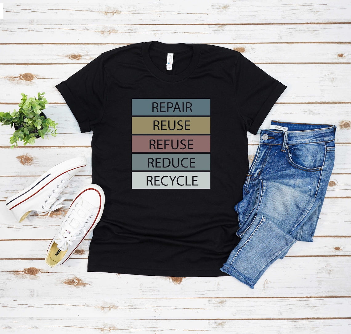 Gildan Refuse Reduce Reuse Recycle Shirt With Green Quote, Sustainable Living Tee For Eco ...