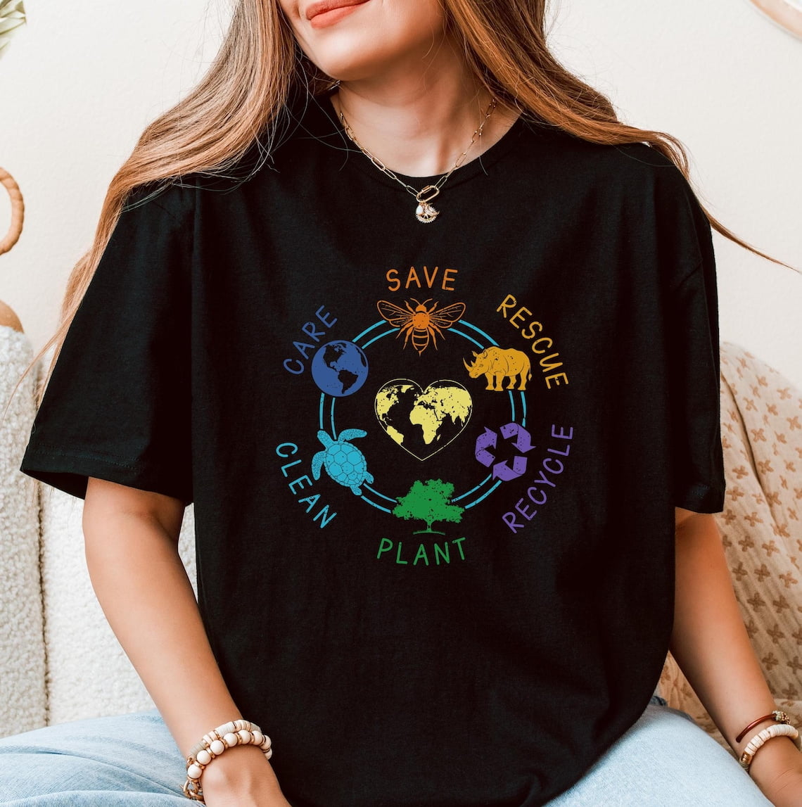 Gildan Rescue Recycle Restore Tee, Earth-Friendly Message Shirt With Nature Care Graphic For Eco ...