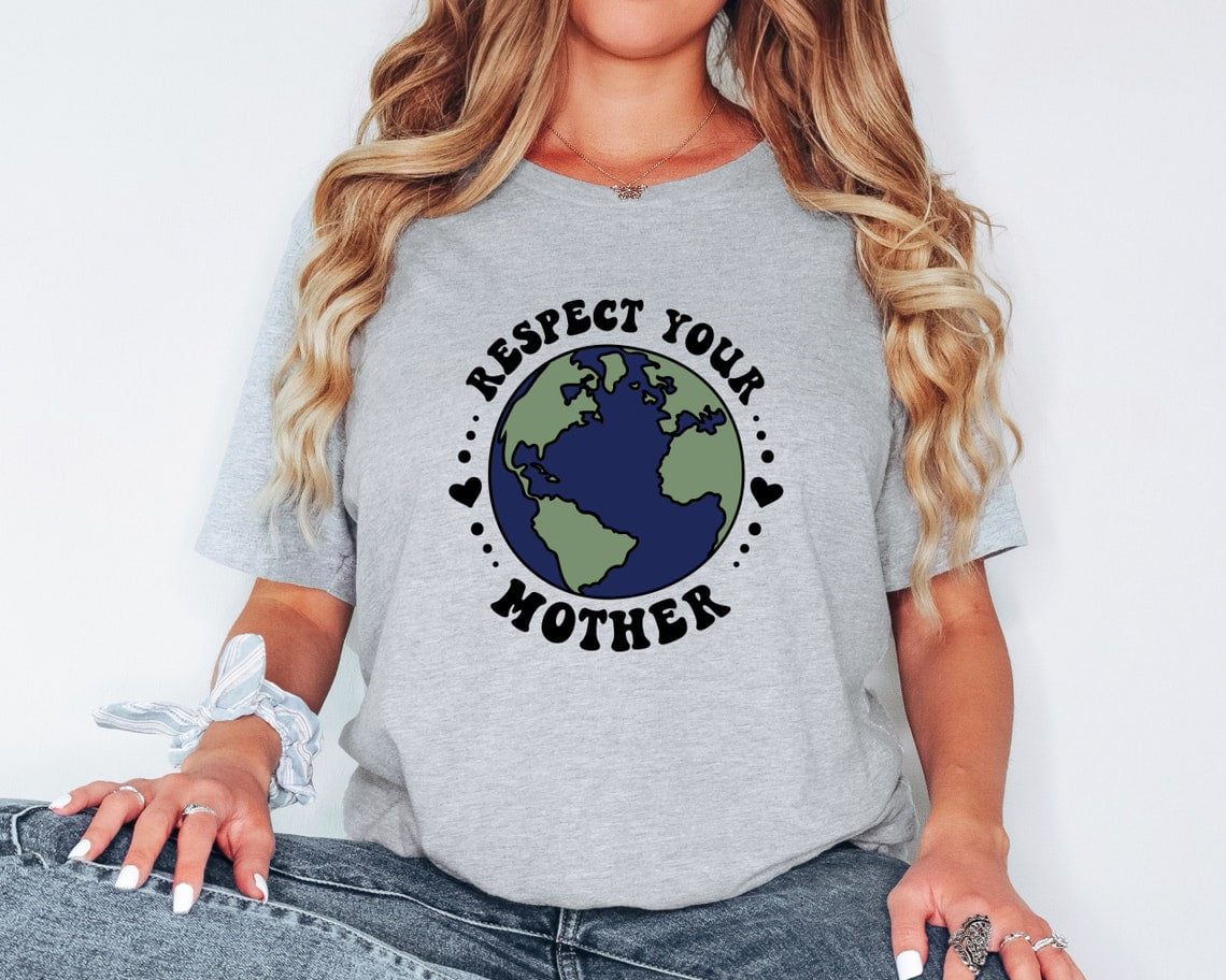 Gildan Respect Your Mother Shirt, Earth Day Eco-Friendly Mom Life Tee, Environmental Awareness S ...