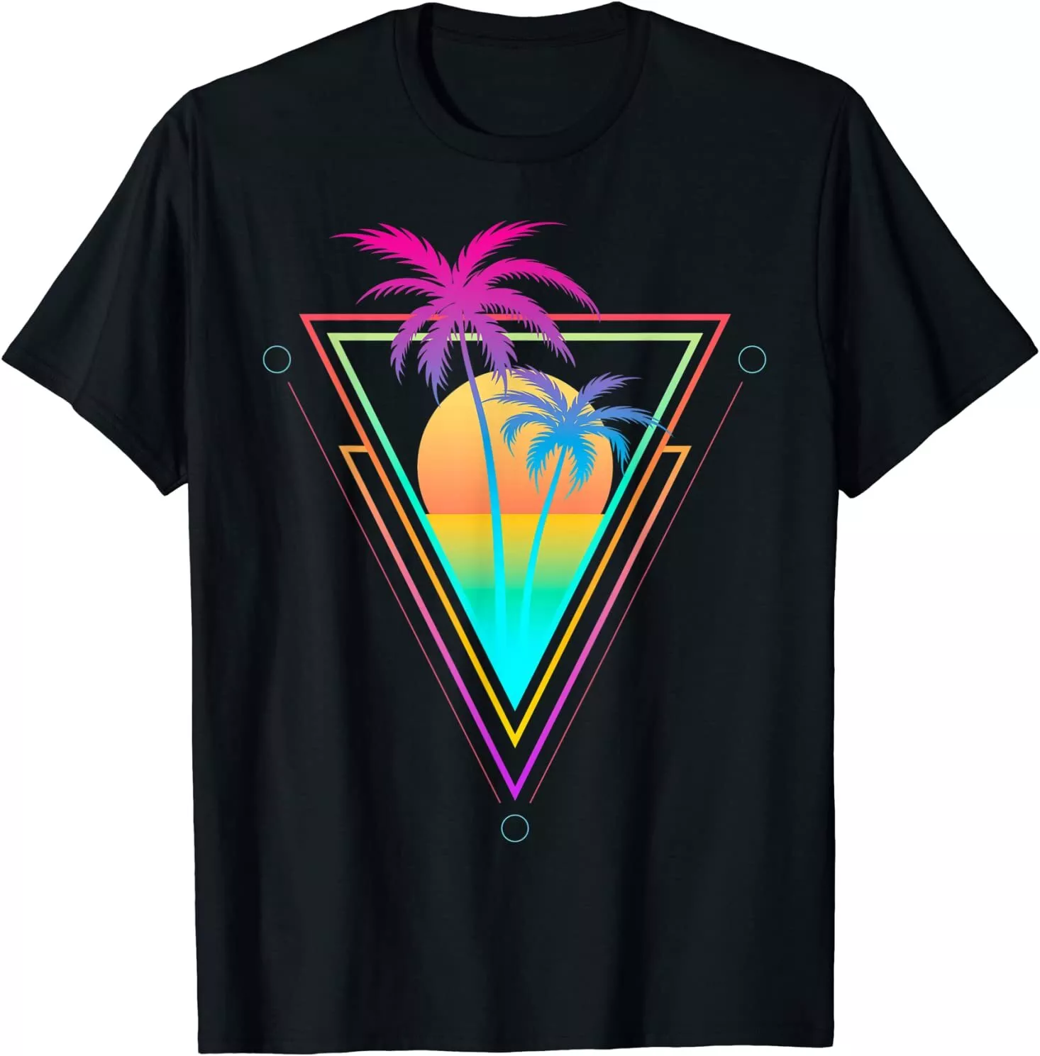 Gildan Retro 1980S 1990S Vaporwave Palm Trees Sunset Beach Surf Art T ...