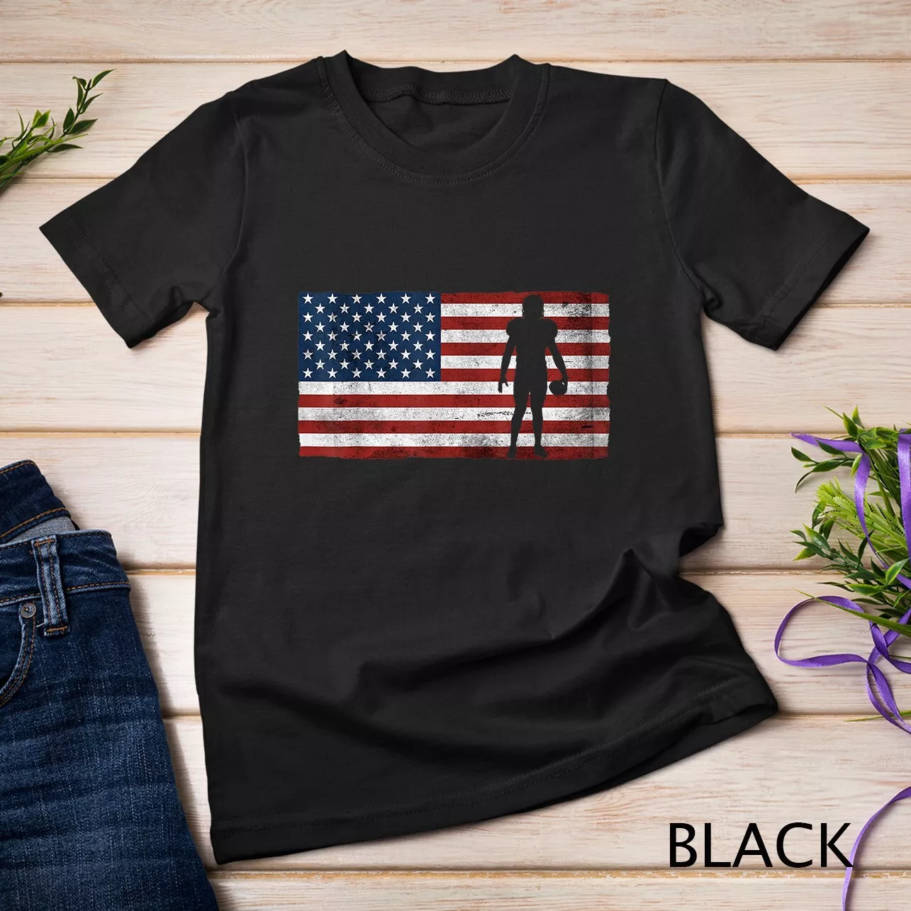 Gildan Retro American Football Apparel American Flag Footballer Unisex ...