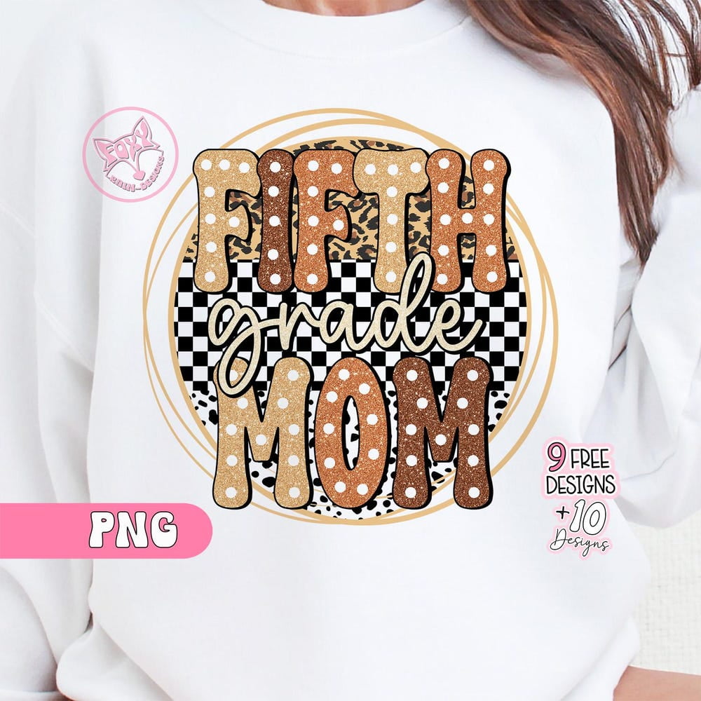 Gildan Retro Fifth Grade Mom T-SHIRT Image, Back To School Leopard 5th ...