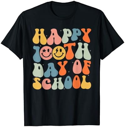 Gildan Retro Groovy 100 Days Happy 100th Day Of School Teacher Kids T ...