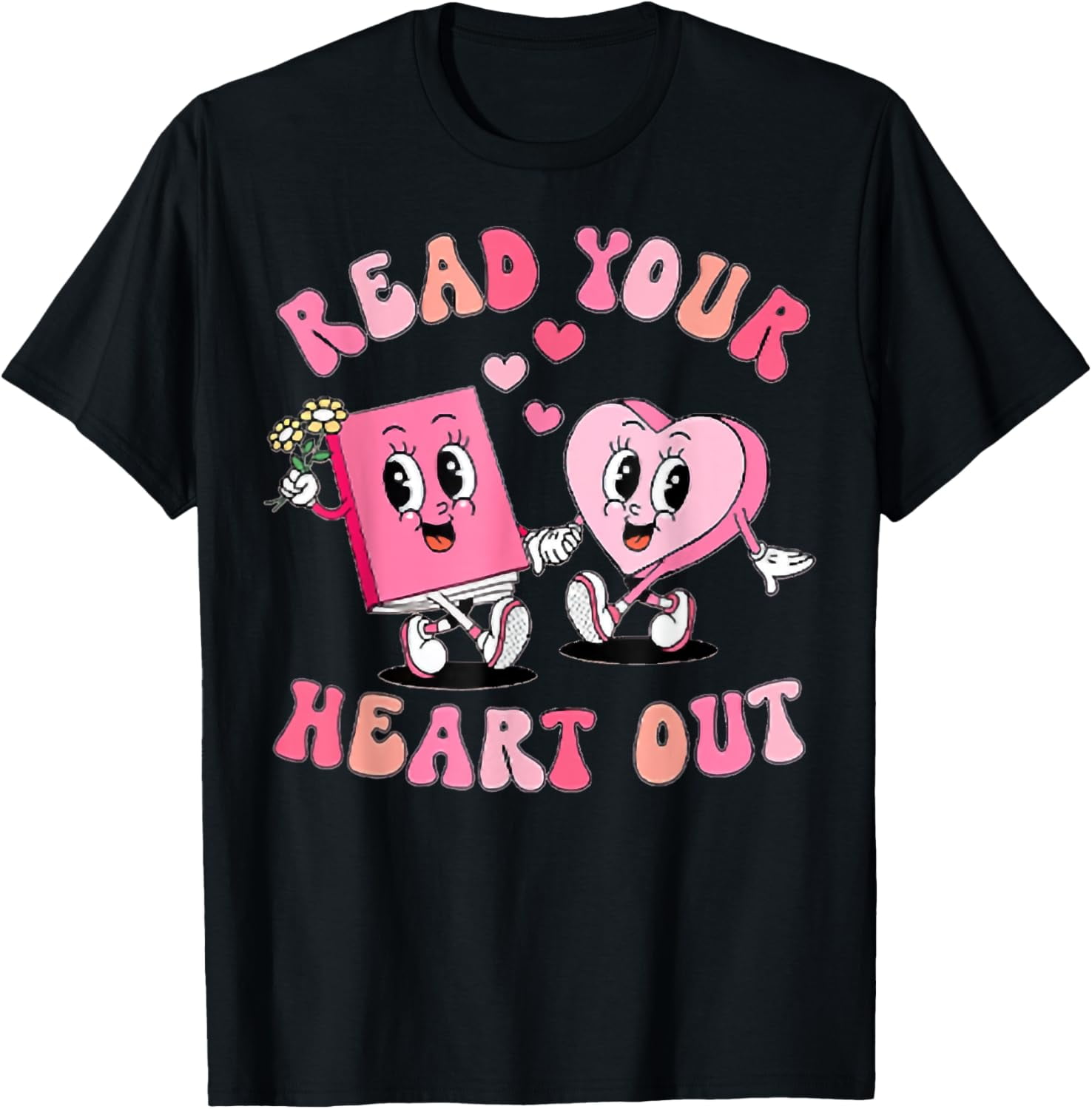 Gildan Retro Read Your Heart Out Valentine's Day Teacher Book Lover T ...
