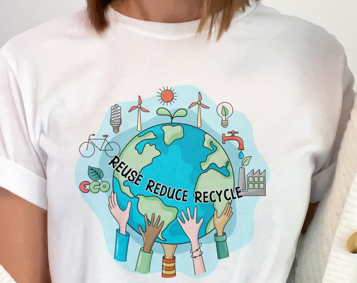Gildan Reuse Reduce Recycle Tee With Eco Awareness Graphic For Climate Supporters And Earth ...