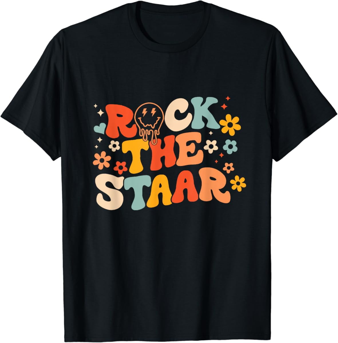 Gildan Rock The Staar Test Testing Day Retro Teacher Stars T-Shirt Gift ...
