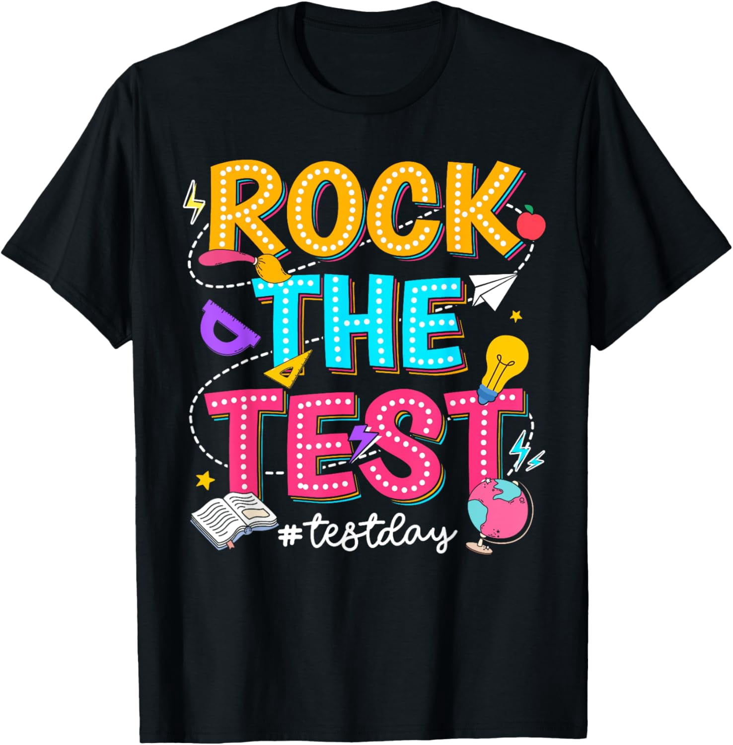 Gildan Rock The Test Testing Day Retro Motivational Teacher Student T ...