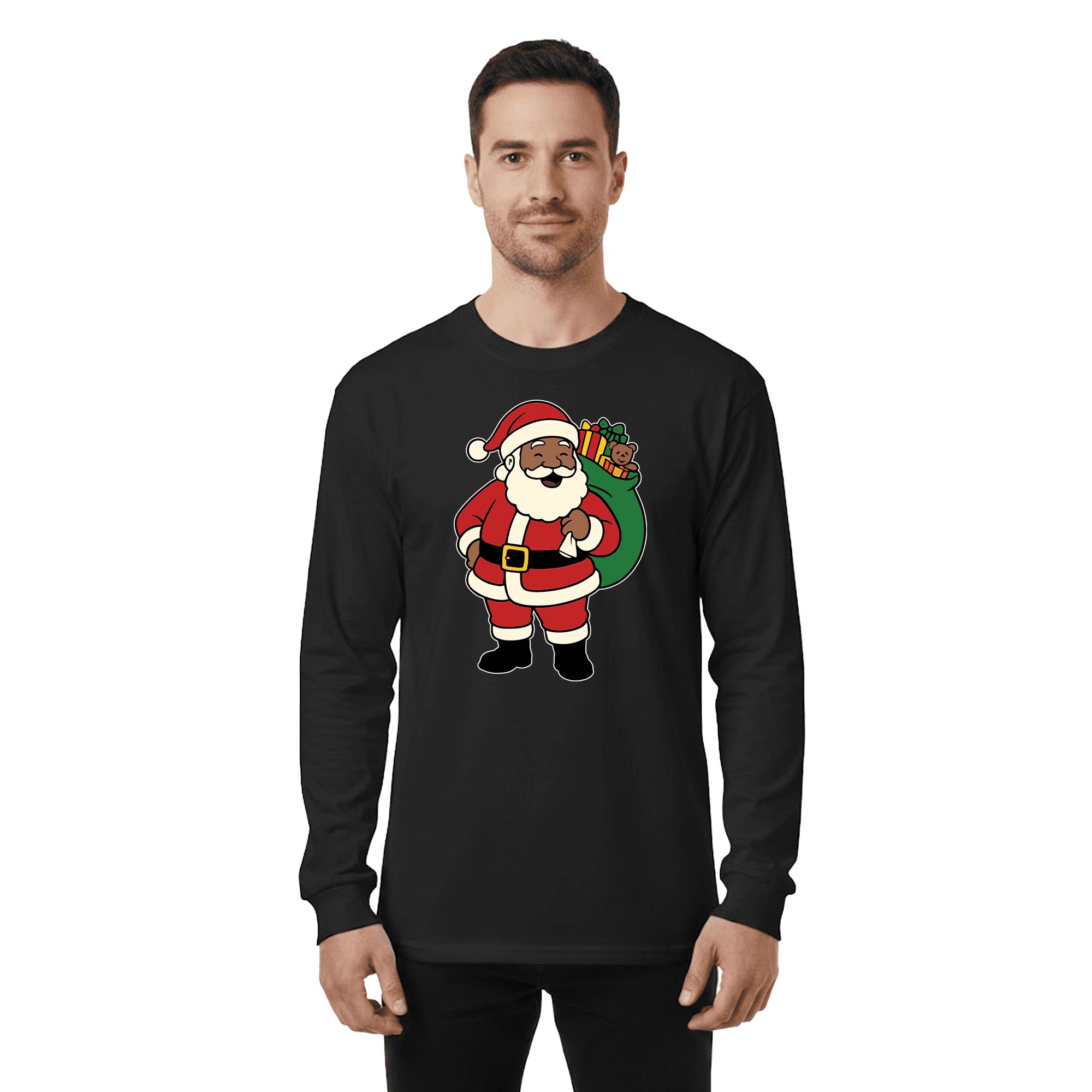 Gildan Santa's Arrival Graphic T-Shirt for Christmas, Men's Black Long ...