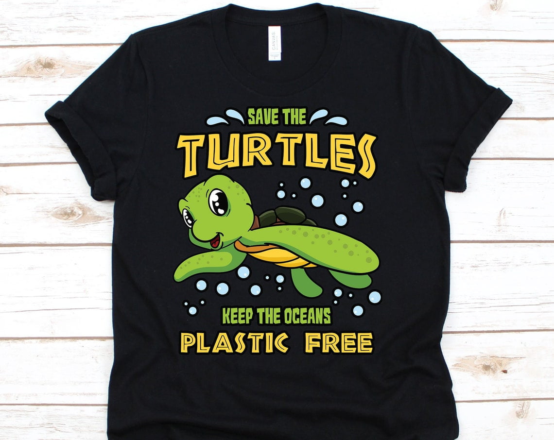 Gildan Save The Turtles Shirt With Marine Protection Theme And Plastic ...